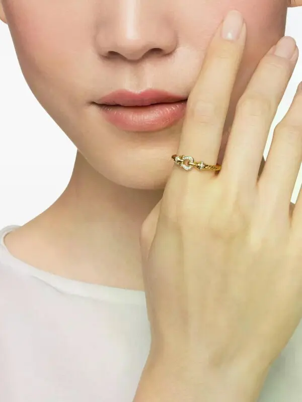 David Yurman 18kt Yellow Petite Buckle Diamond Ring