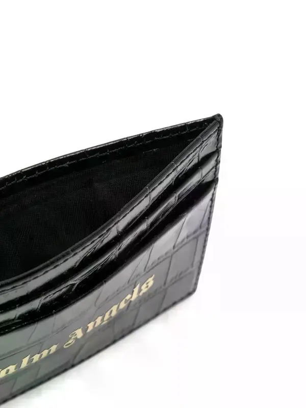 Palm Angels Crocodile-effect Leather Cardholder - Black