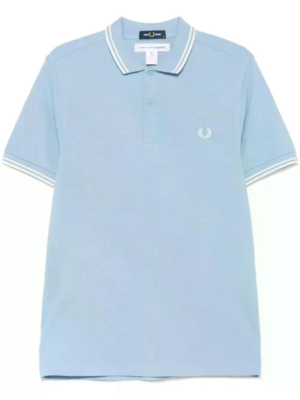 Comme Des Garçons X Fred Perry Striped-trim Polo Shirt - Blue