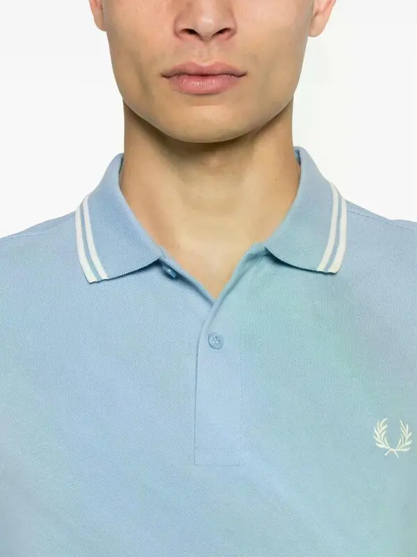 Comme Des Garçons X Fred Perry Striped-trim Polo Shirt - Blue