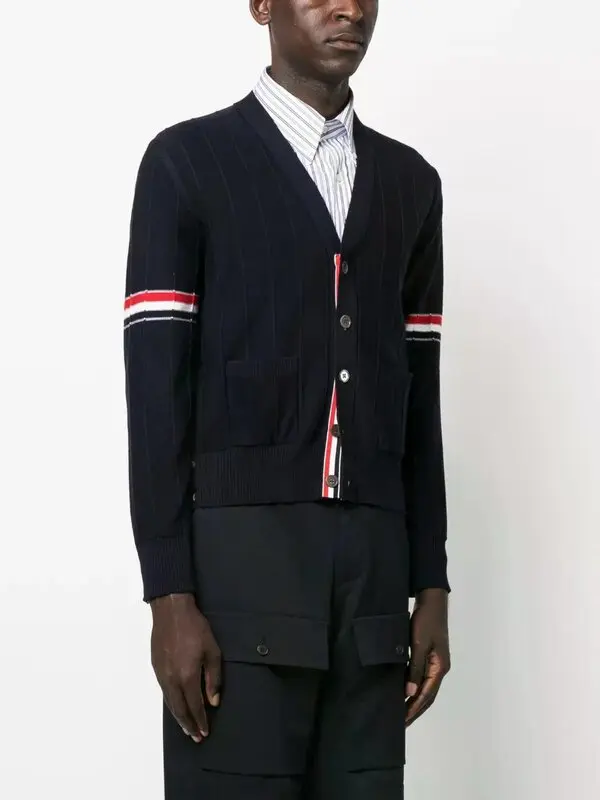 Thom Browne Rwb Stripe V-neck Cardigan