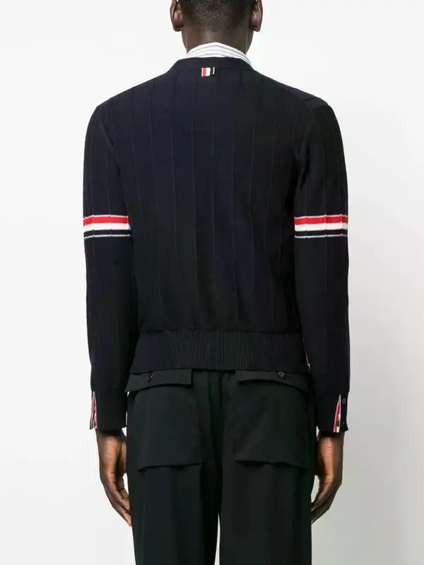Thom Browne Rwb Stripe V-neck Cardigan