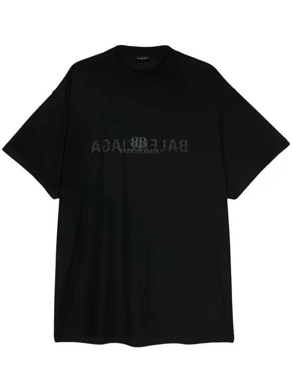 Balenciaga Logo-print Cotton T-shirt - Black
