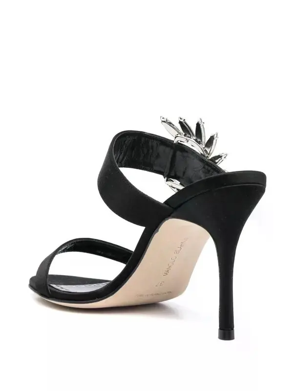 Manolo Blahnik Calf Leather Crystal Embellished 100mm Chivela Sandals