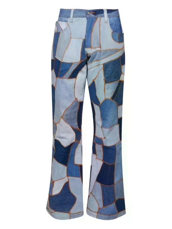 EARTHLING VIP Patchwork Flare Jeans - Blue