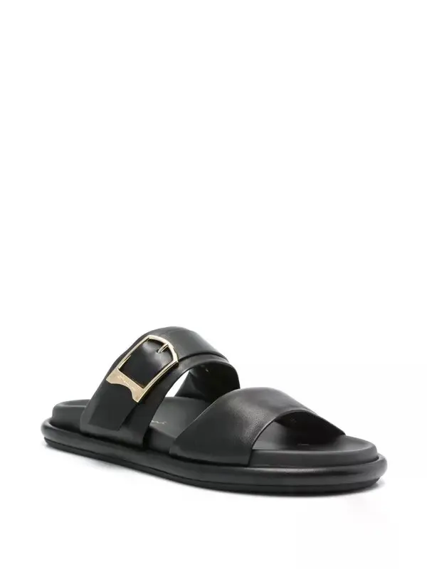 Santoni Leather Sandals With Decorative Buckle