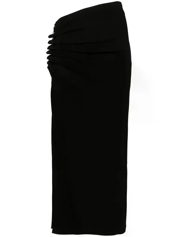 Rabanne Ruched Midi Skirt With Side Slit