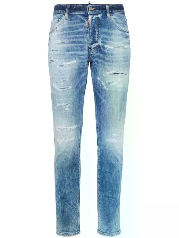 Dsquared2 Distressed Stretch-cotton Jeans - Blue