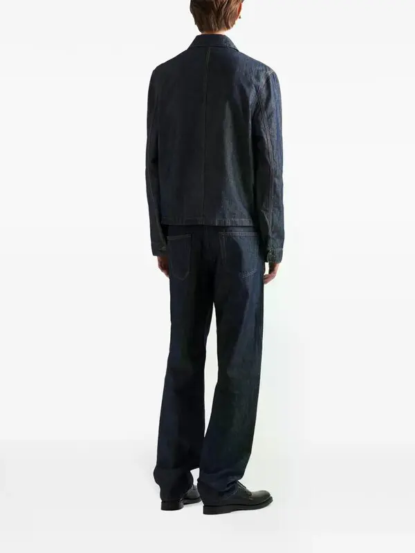 Prada Cotton Chambray Shirt Jacket With Enamel Triangle Logo