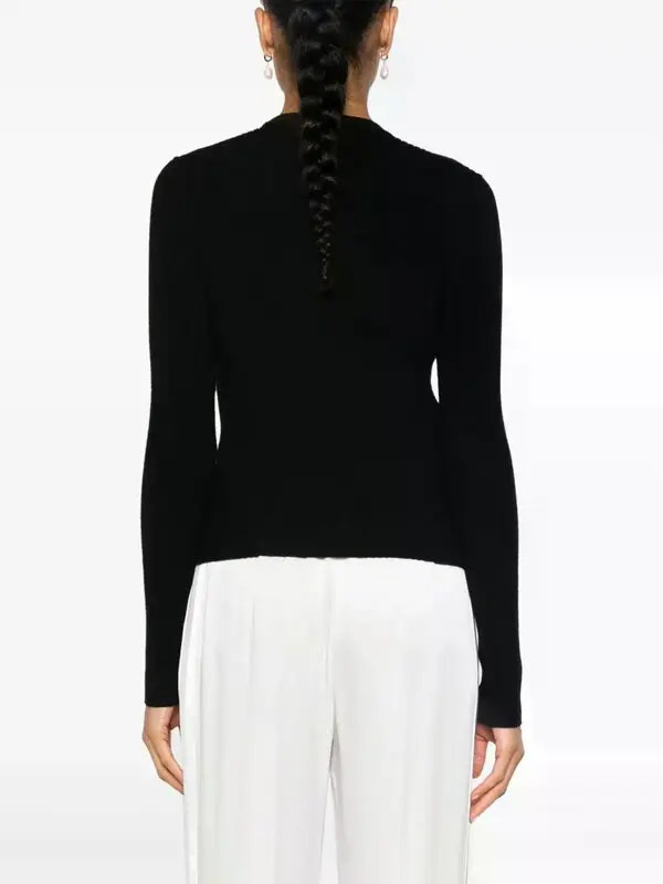 Pinko Ribbed Wool Blend Sweater With Love Birds-embossed Studs - Black