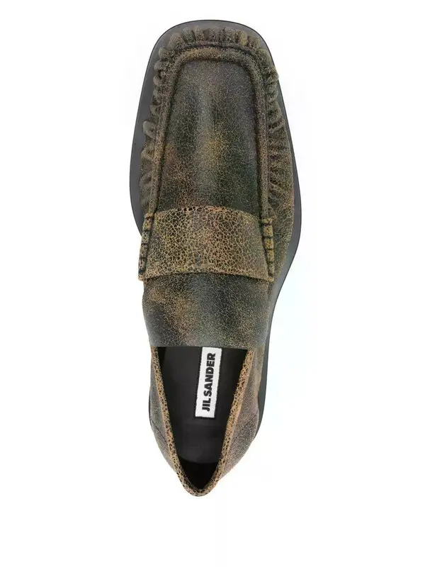 JIL SANDER Cracked-effect Loafers
