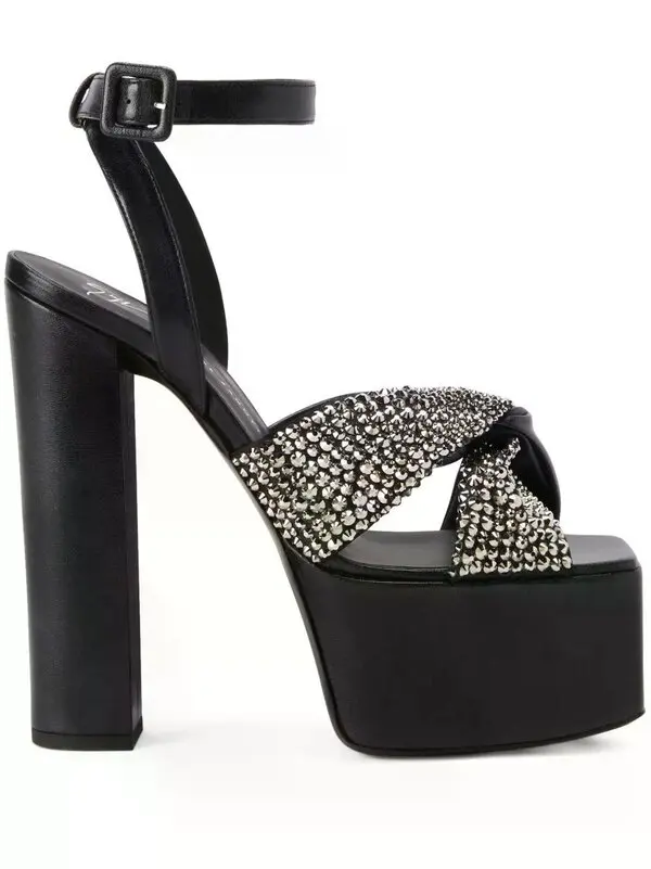 GIUSEPPE ZANOTTI 150mm Crystal-embellished Crossover Sandals - Black