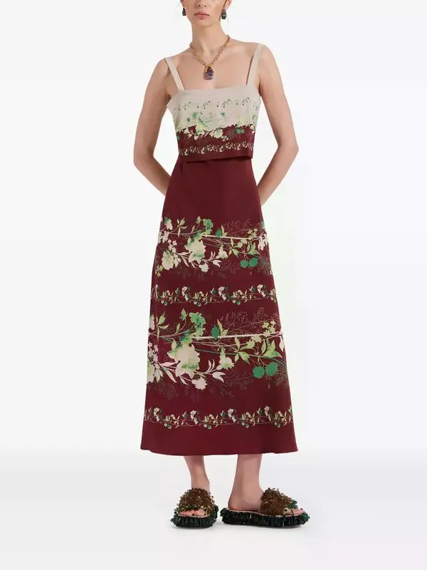La DoubleJ Slip-around Midi Dress With Floral Print And Rear Tie Fastening