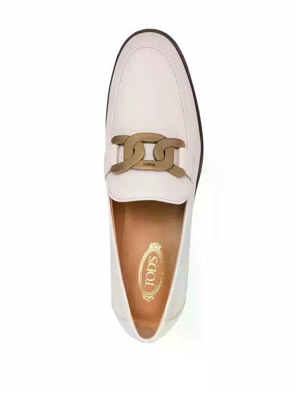 TOD'S Logo Plaque Leather Loafers