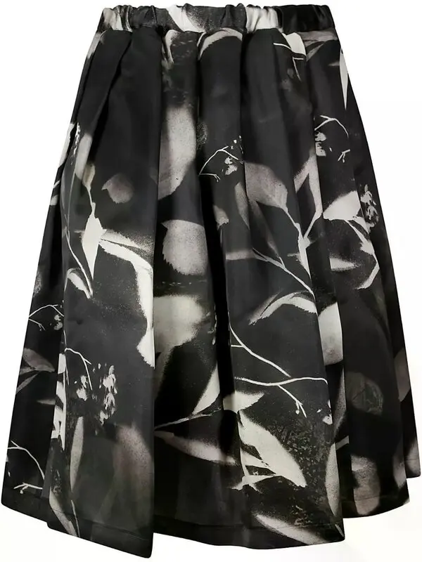 Comme Des Garçons Graphic Print Pleated Midi Skirt