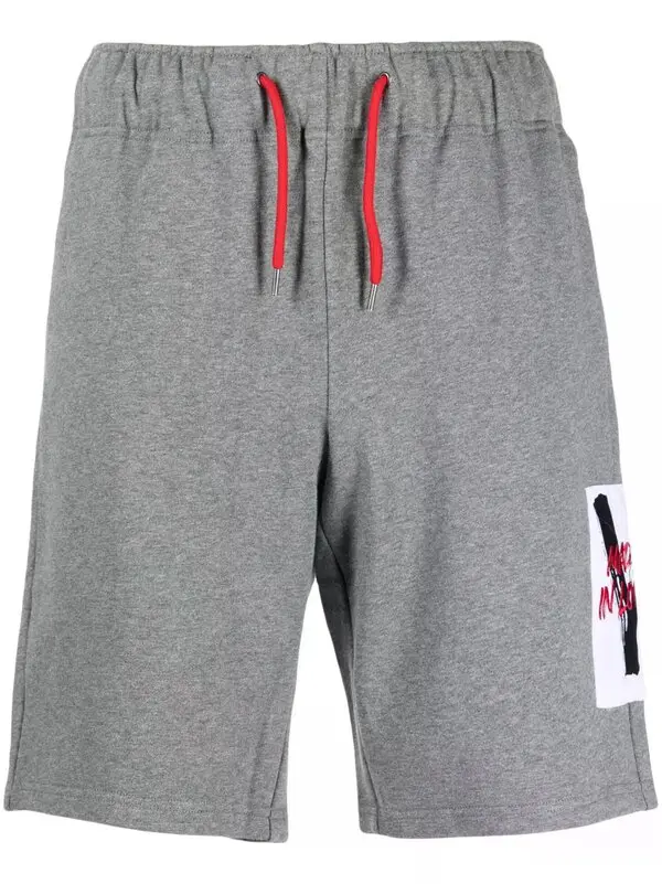 PORTS V Jersey Track Shorts With Logo Patch - Grey