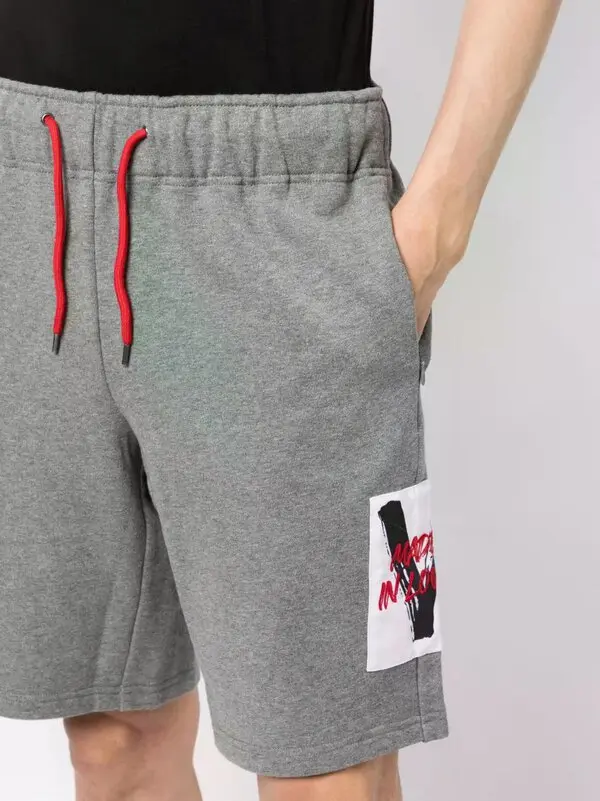 PORTS V Jersey Track Shorts With Logo Patch - Grey