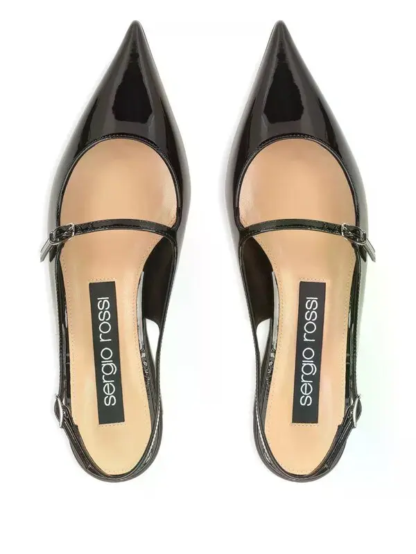 SERGIO ROSSI Buckle-fastening Slingback Ballet Flats