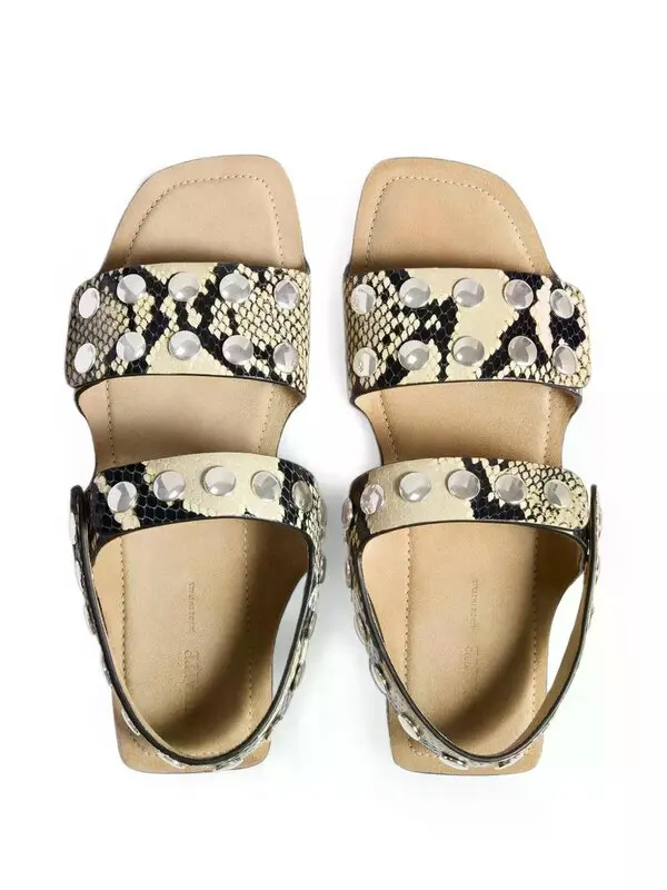 Khaite Boden Sandals With Snakeskin Effect And Silver-tone Stud Detailing - Neutrals
