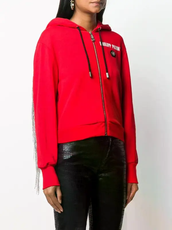 Philipp Plein Zip-up Logo Print Hoodie