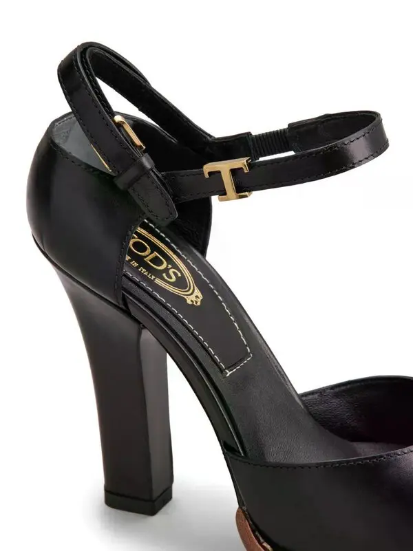 TOD'S Logo Plaque Leather Pumps