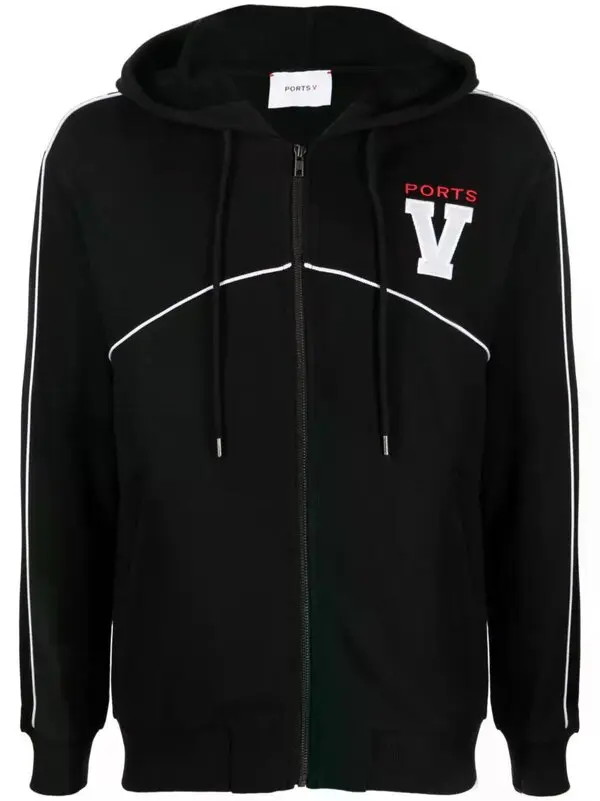 PORTS V Logo Embroidered Cotton Hoodie