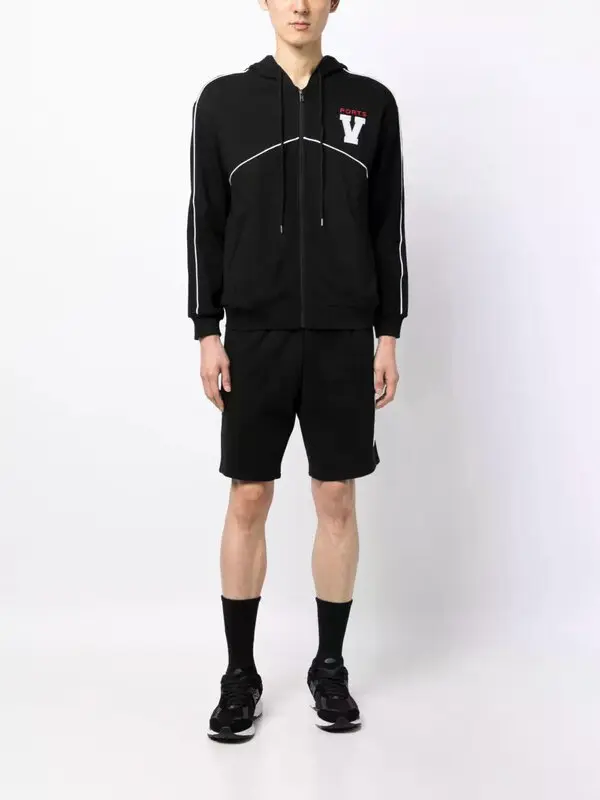 PORTS V Logo Embroidered Cotton Hoodie