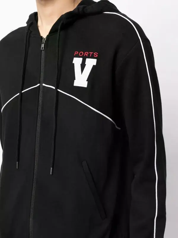 PORTS V Logo Embroidered Cotton Hoodie
