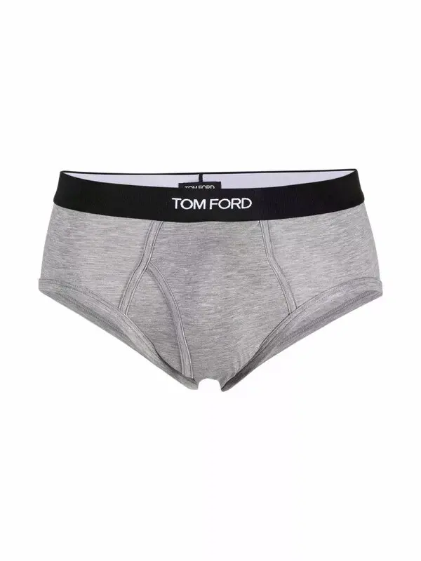 TOM FORD Logo-waistband Briefs - Grey
