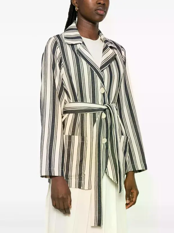 DIEGA Belted Stripe-pattern Jacket