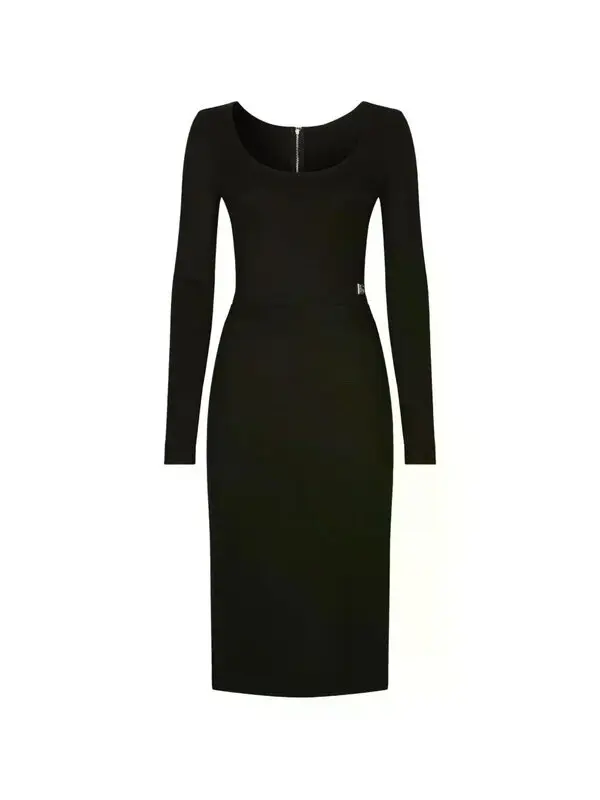 Dolce & Gabbana Milano Rib Logo Plaque Midi Dress