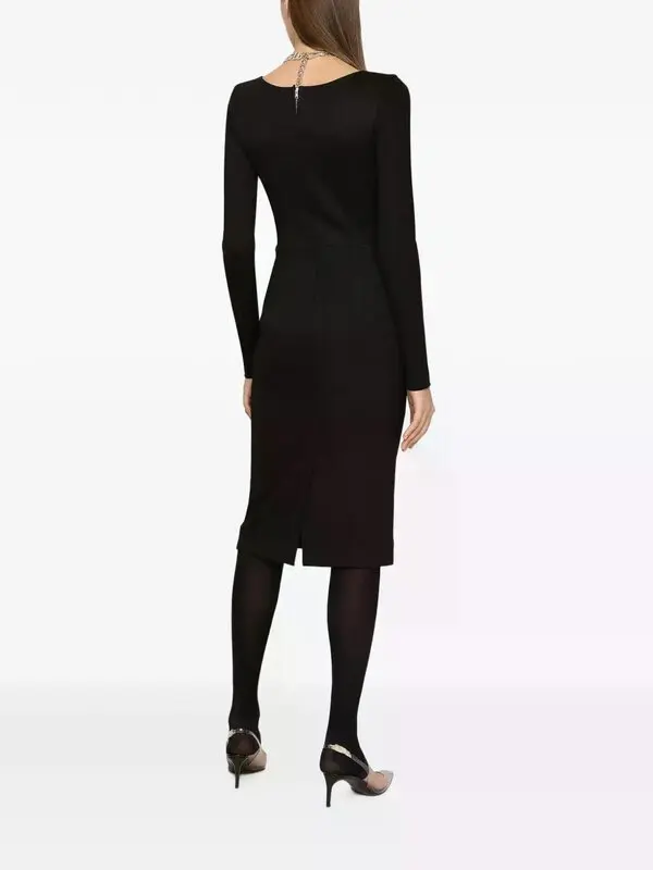 Dolce & Gabbana Milano Rib Logo Plaque Midi Dress