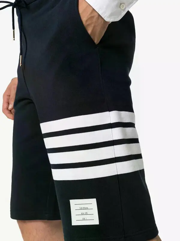 Thom Browne Loopback Sweat-shorts With Signature 4-bar Stripe - Blue