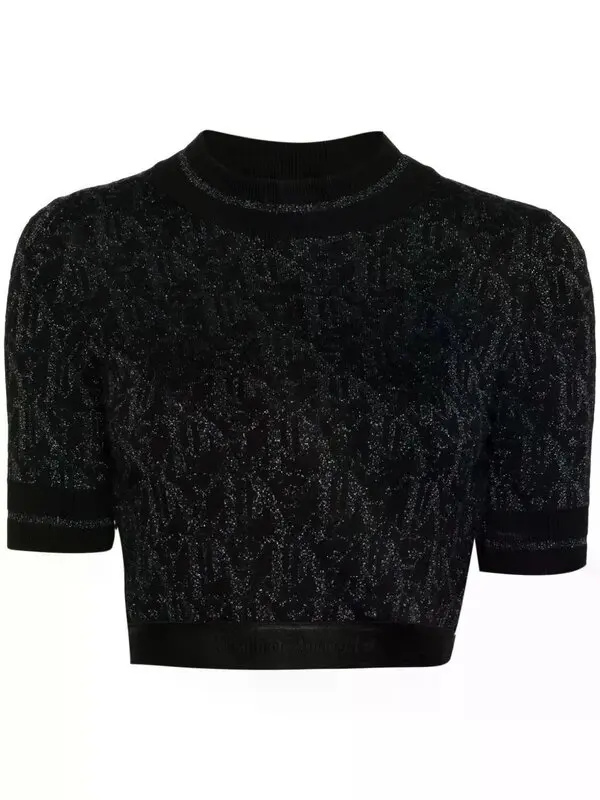 Palm Angels Monogram Jacquard Knitted Cropped Top