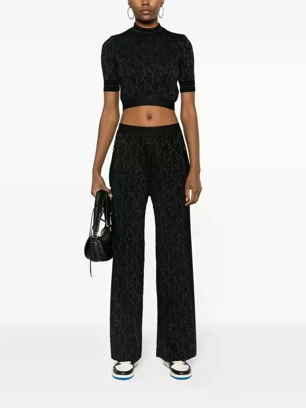 Palm Angels Monogram Jacquard Knitted Cropped Top