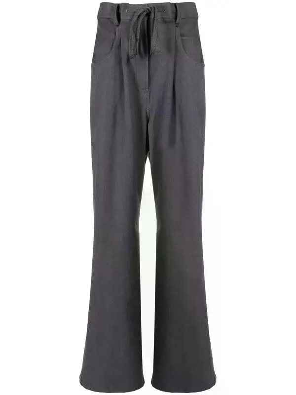 Goen.j Charcoal Cotton Drawstring Straight-leg Trousers - Grey