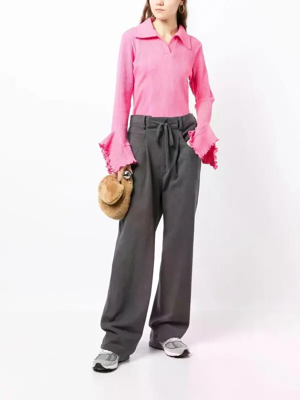 Goen.j Charcoal Cotton Drawstring Straight-leg Trousers