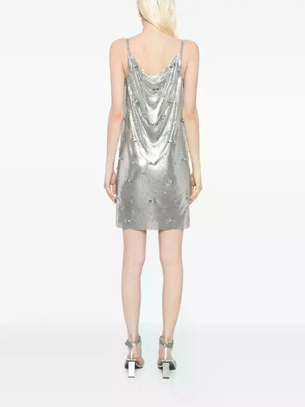 Versace Aluminum Metal Mesh Dress With Crystal Embellishments