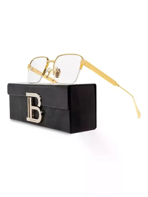 Balmain Rectangle-frame Glasses - Gold