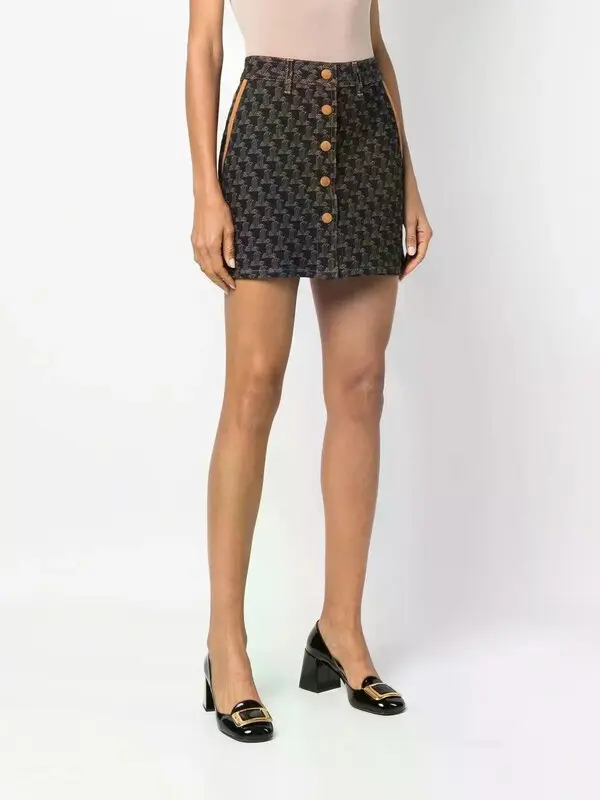 LANVIN Logo-jacquard Denim Mini Skirt