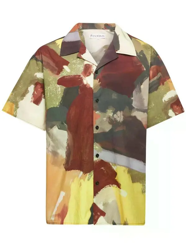 JW Anderson Abstract-print Cotton Shirt - Green