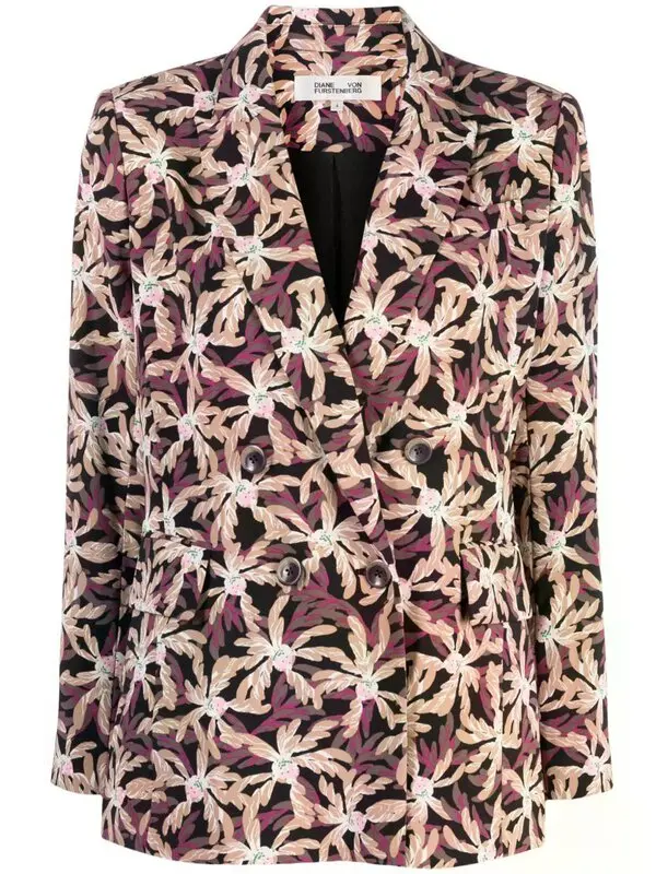 Diane Von Furstenberg Gloria Floral-pattern Double-breasted Blazer