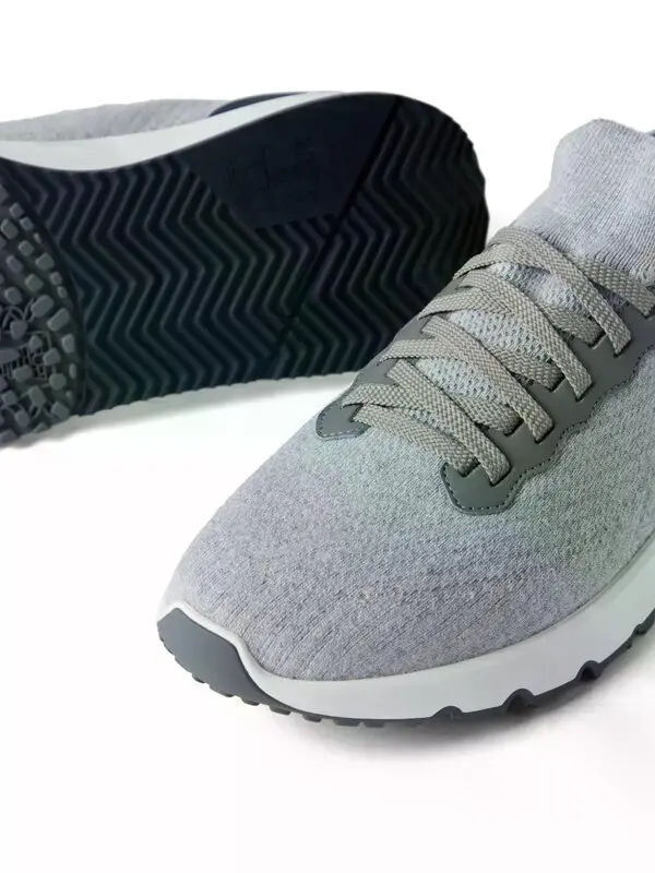Brunello Cucinelli Knit Leather-trim Sneakers