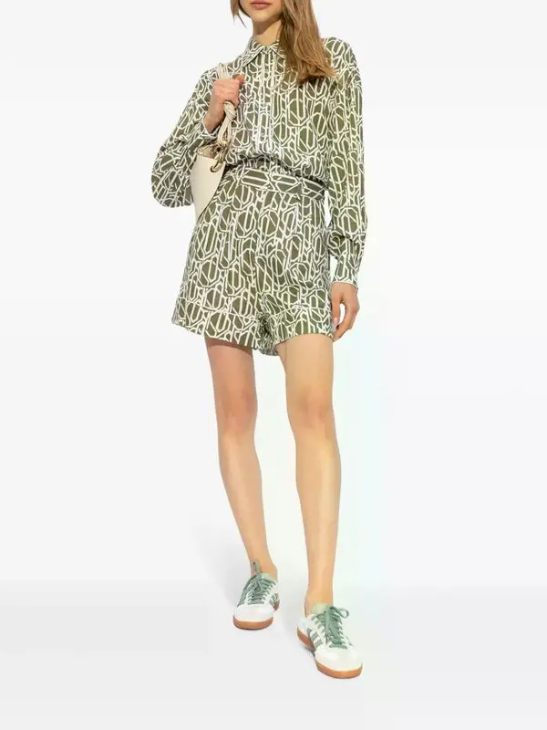 Diane Von Furstenberg Abstract Pattern Linen Shorts