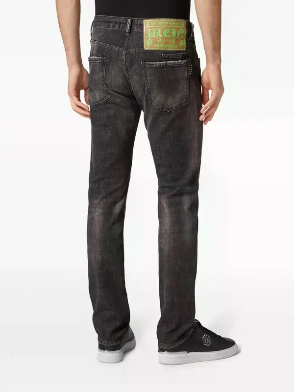 Philipp Plein Skull-embroidered Straight-leg Jeans