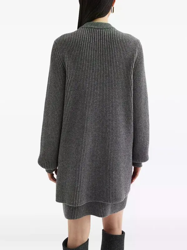 JIL SANDER Ribbed Knit Mini Dress With Overlapping Panel