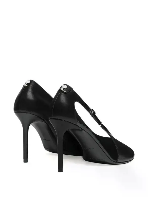 COURREGES 100mm Oblique Leather Pumps - Black