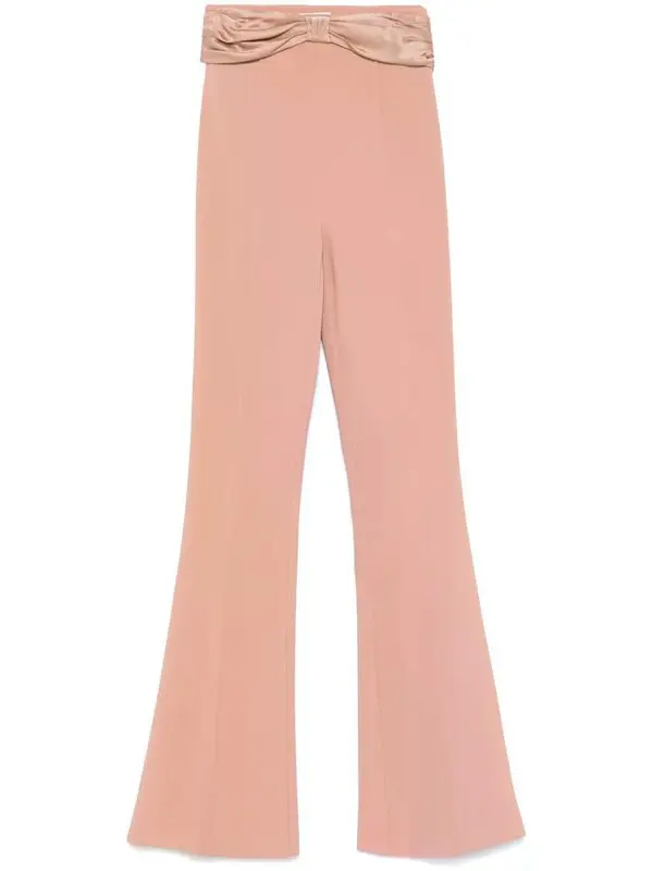 Elisabetta Franchi Flared Trousers With Bow Detail - Neutrals