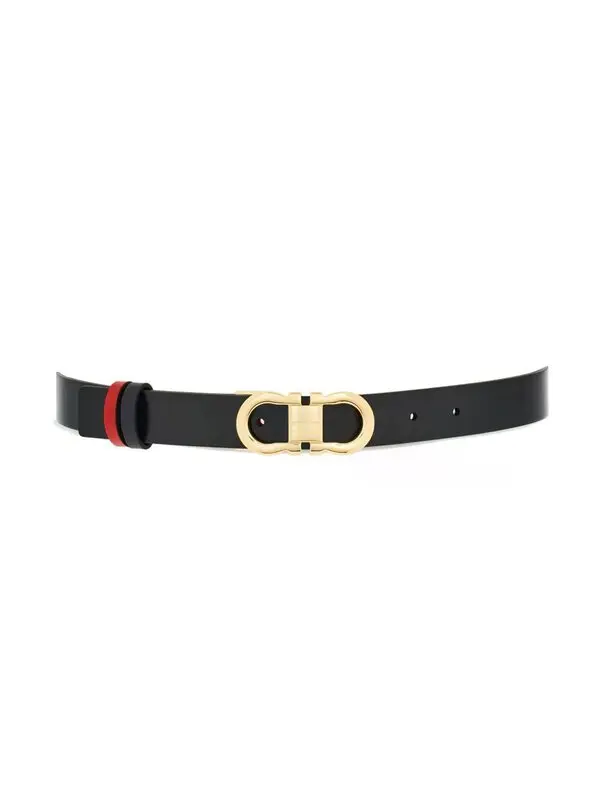 FERRAGAMO Gancini Buckle Reversible Leather Belt - Black