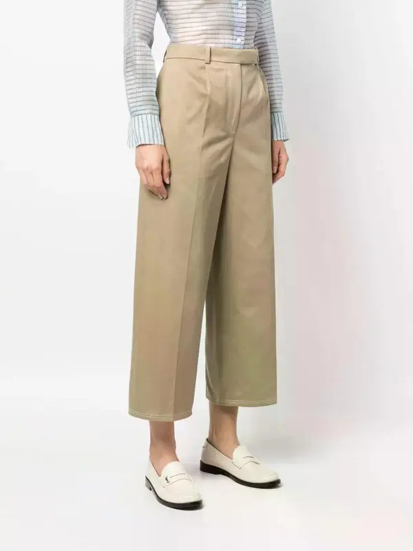 Thom Browne Pleated Cropped Wide Leg Trousers